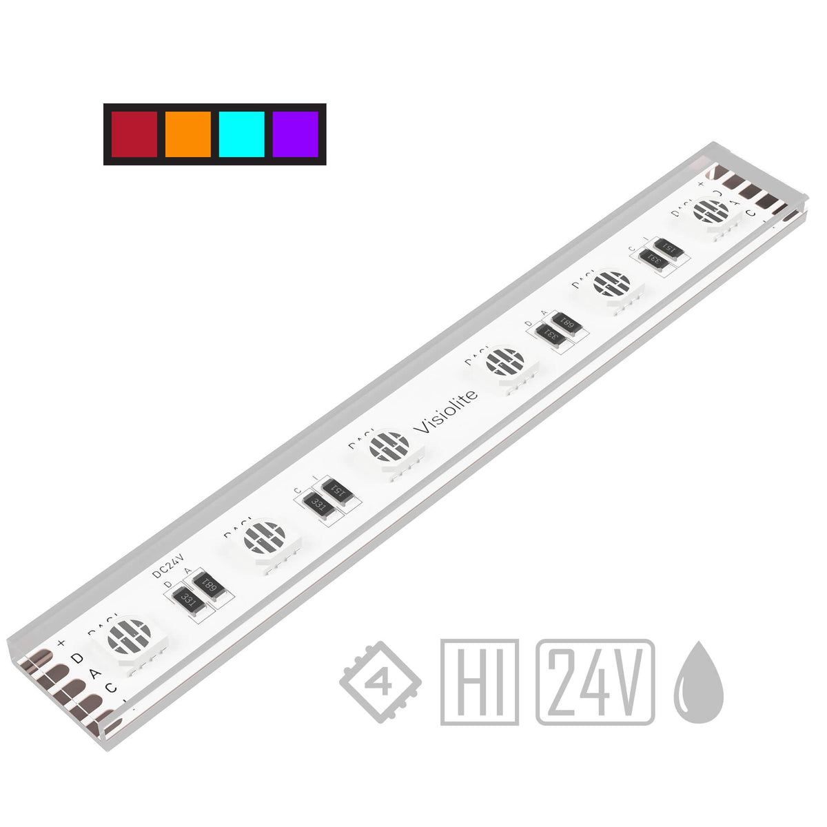 LED Strip Vibrance™ Deep Red/Cyan/Amber/Indigo 24V IP20 Outdoor ...